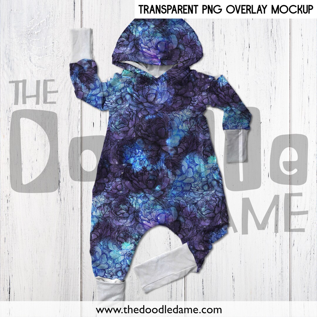Transparent PNG Overlay Mockup of a Beatbox Hooded Romper Basic Mockup ...