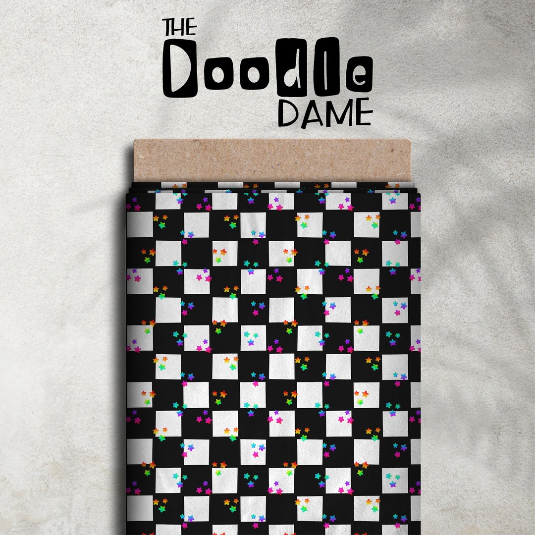 Seamless Digital Pattern Uneven Check With Bright Stars Checker Rainbow ...