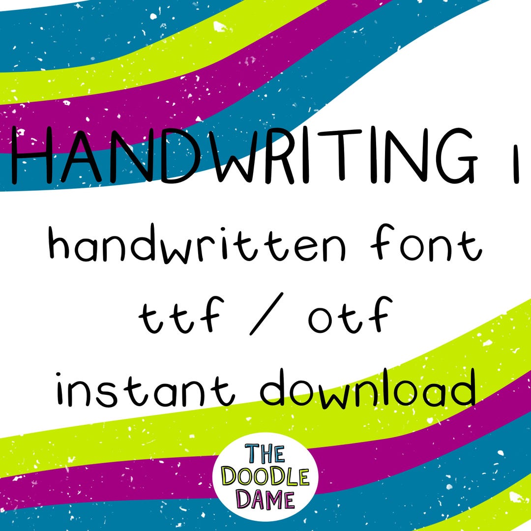 Handwriting Font, Instant Download, Handwritten, Hand-lettered, Otf Ttf ...