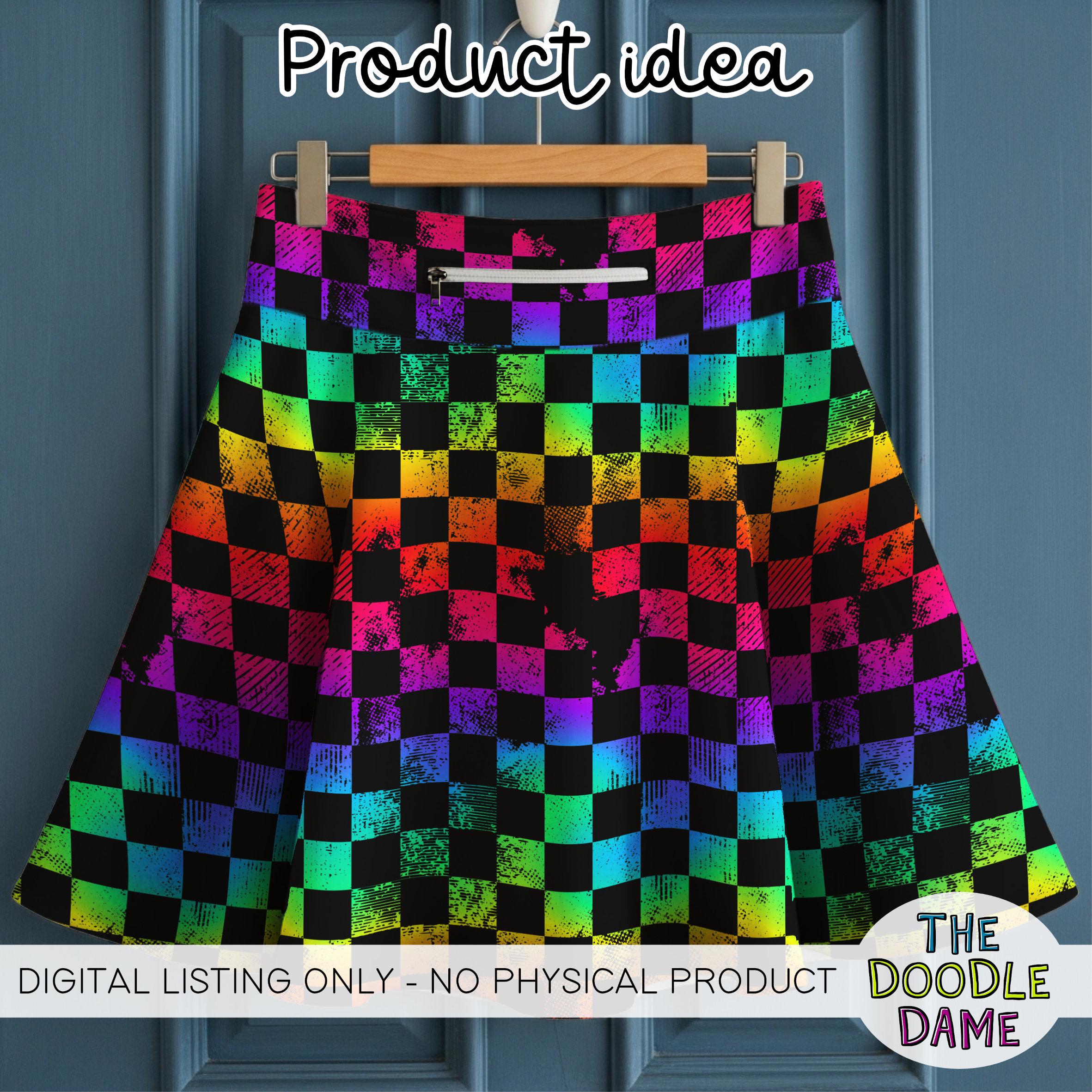 Seamless Digital Pattern Rainbow and Black Check Grunge - Bright Checkered - Tile Infinitely ...