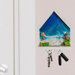 Ocean Wave Unique Resin Key Holder, Beach Themed Key Hanger, Tropical ...