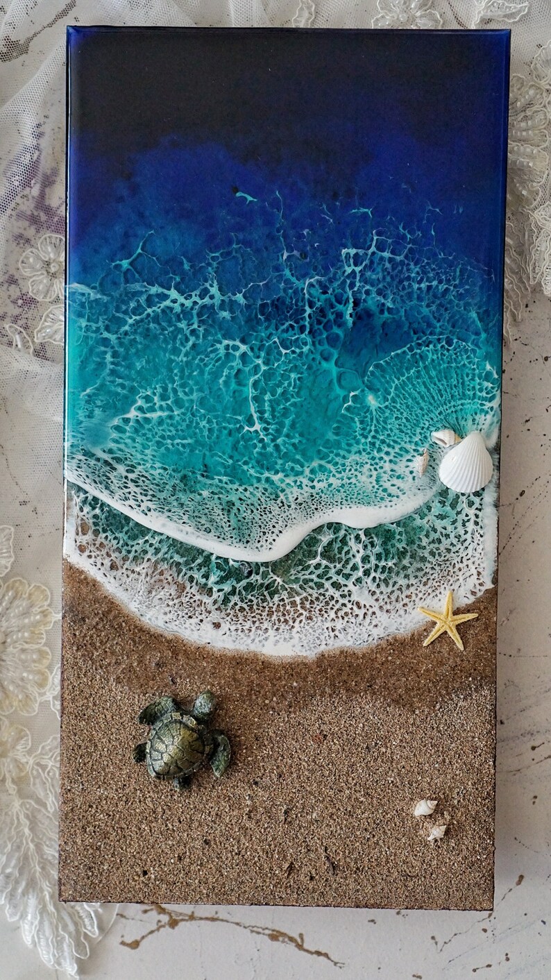 Nautical Small Resin Painting Coastal 3d Epoxy Wall Art - Etsy