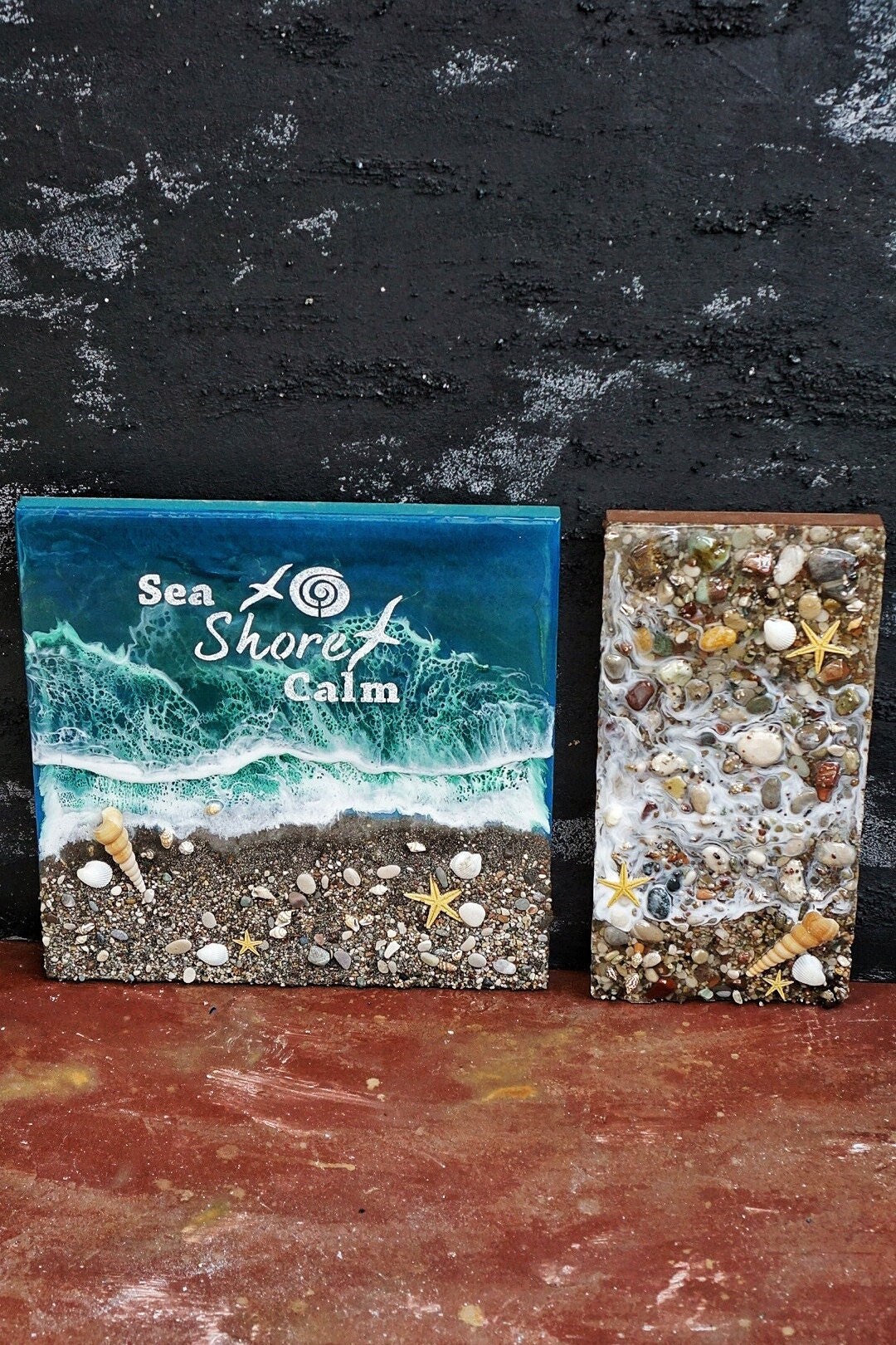 Nautical Resin Wall Art, Beach Resin Painting, Coastal Epoxy Resin Art ...