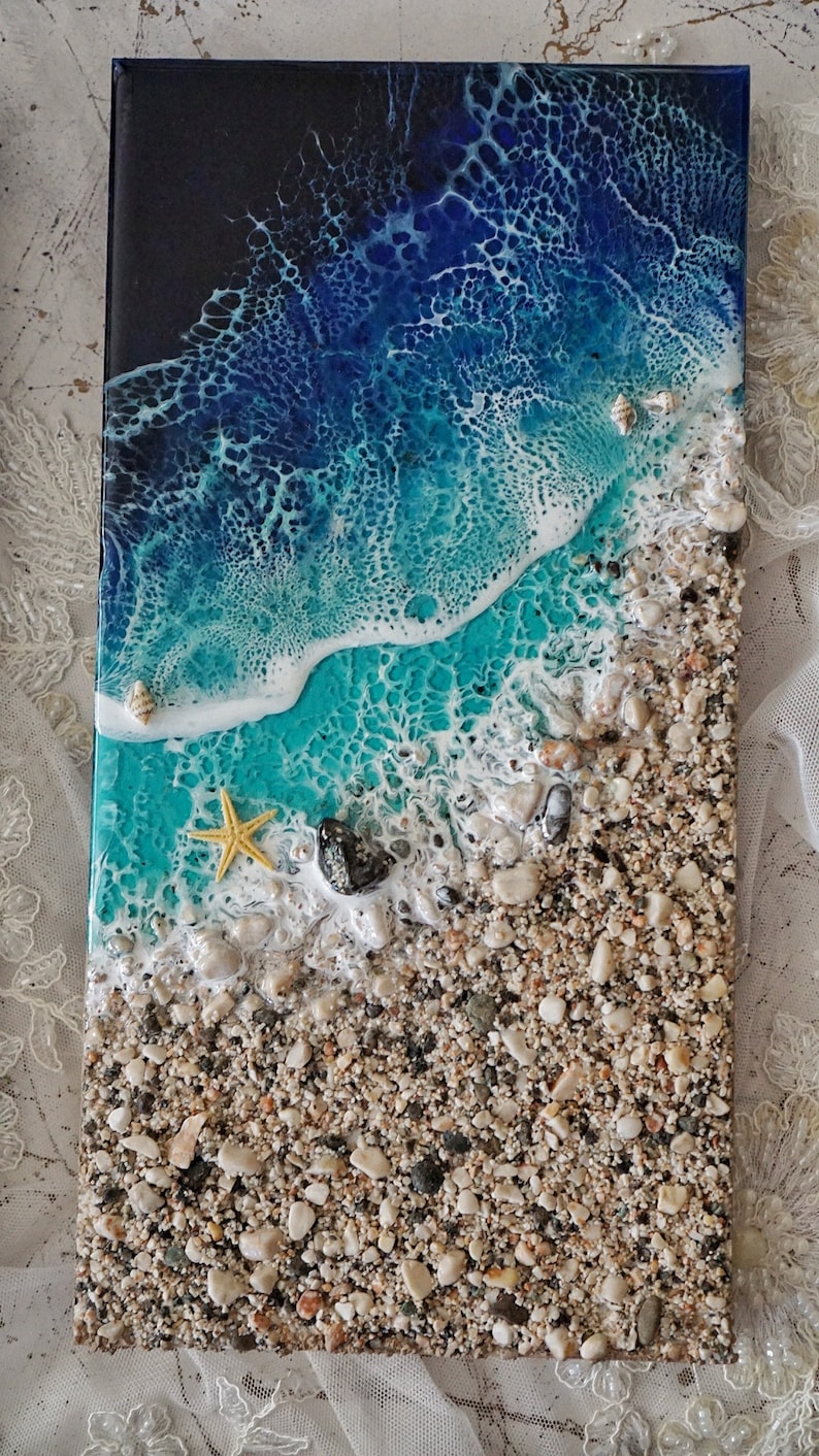 Nautical Small Resin Painting Coastal 3d Epoxy Wall Art - Etsy