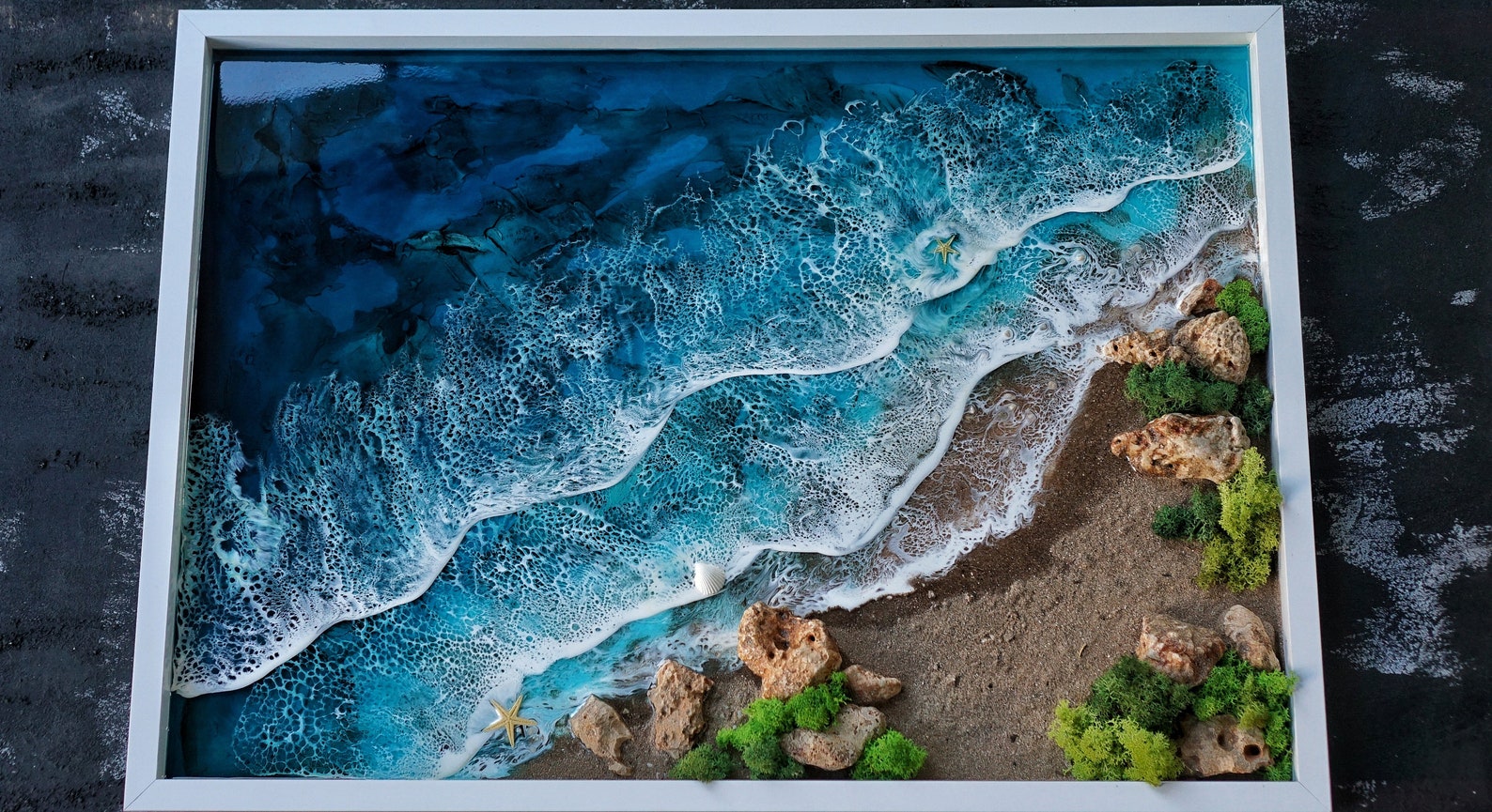 Large Ocean Wave Resin Framed Wall Art Seaside Decor Epoxy - Etsy