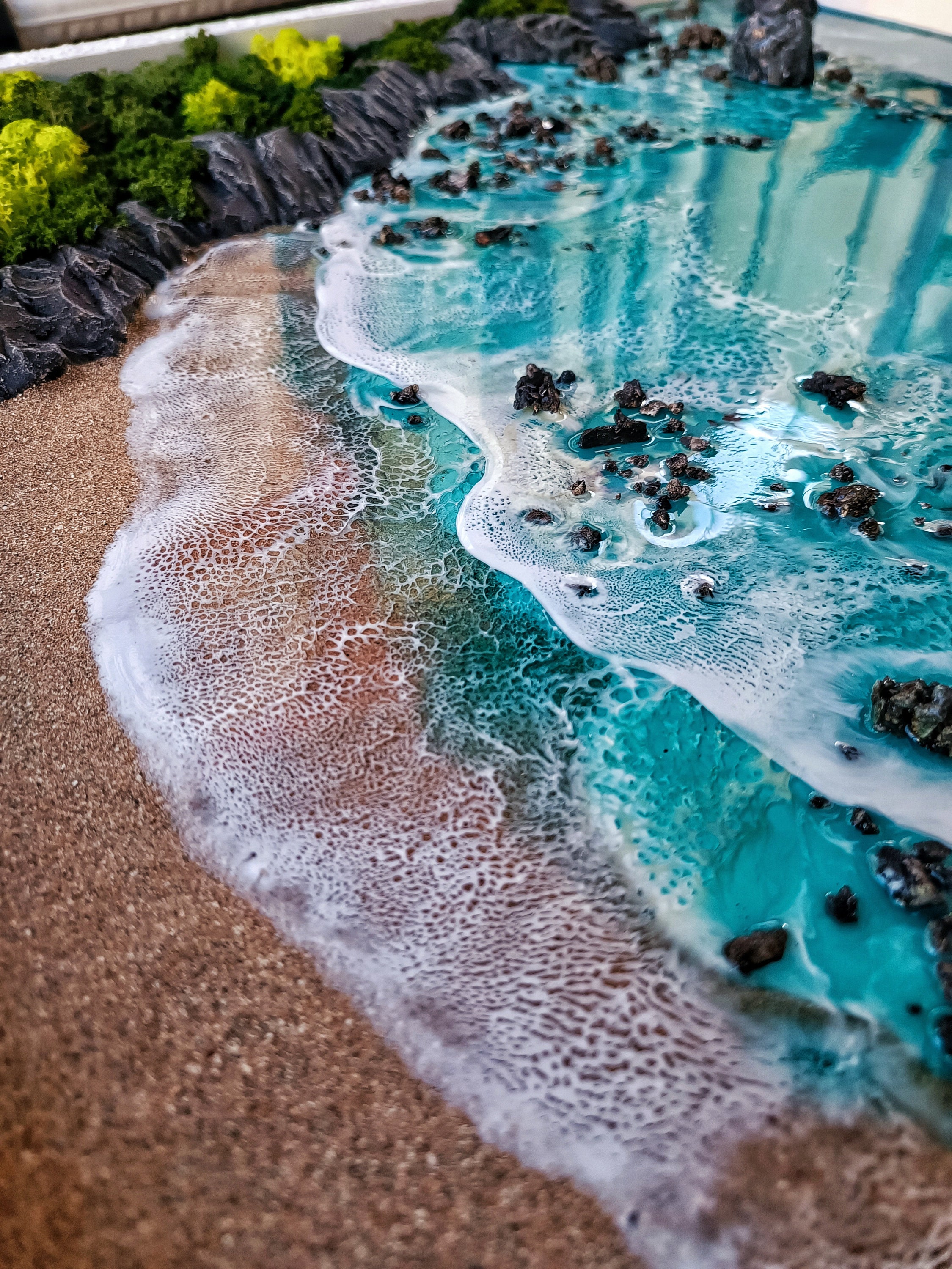 Large Ocean Themed Resin Wall Art, 3D Realistic Epoxy Wave, Ocean ...