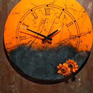 Floral Resin Large Wall Clock, Fall Home Decor as Housewarming Gift ...