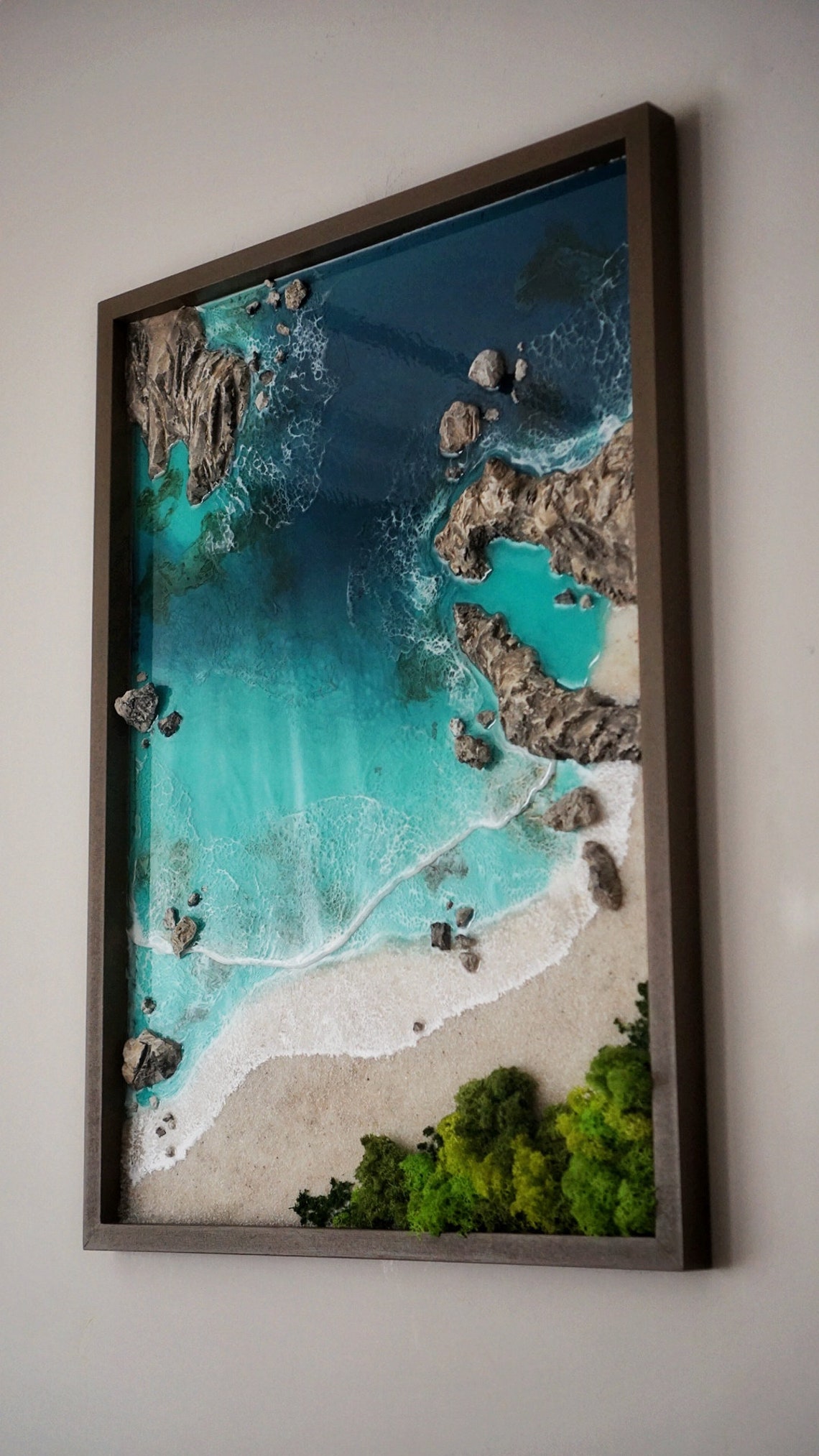 Ocean Themed Epoxy Resin Wall Art, Coastal Home Decor, Nautical Resin ...