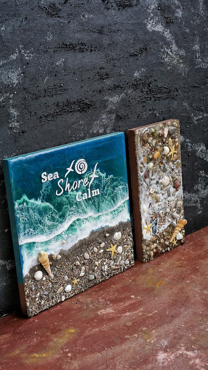 Nautical Resin Wall Art Beach Resin Painting Coastal Epoxy - Etsy
