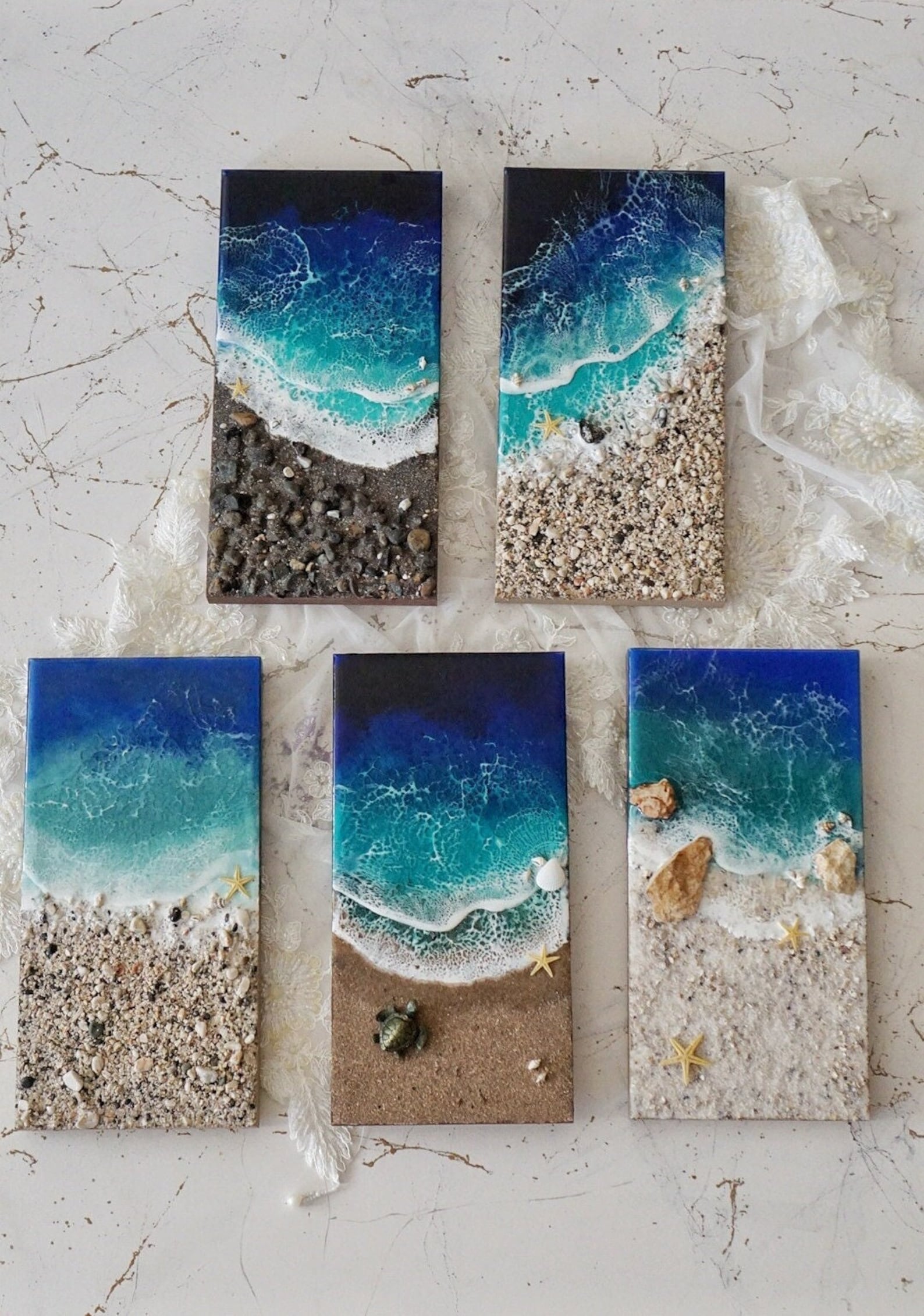 Nautical Small Resin Painting, Coastal 3d Epoxy Wall Art, Realistic ...