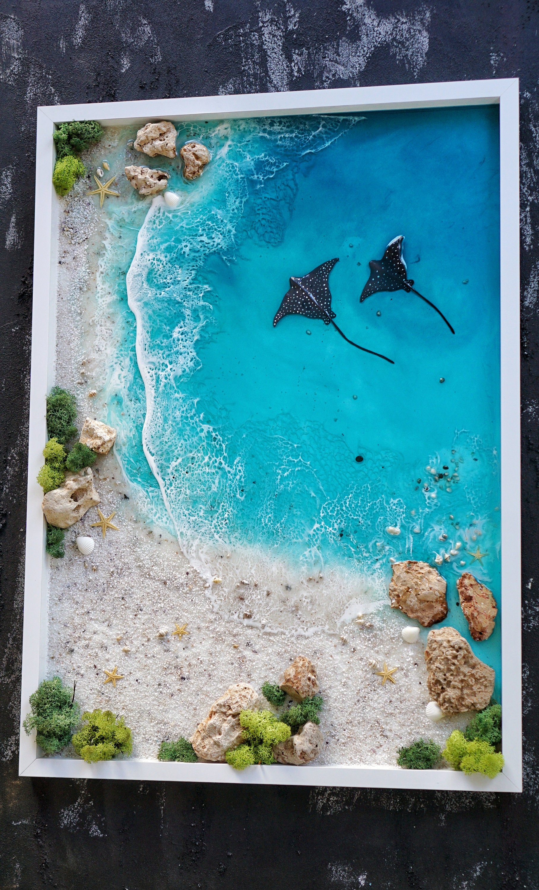 Under Water Life Large 3D Ocean Animals Resin Wall Art, Moss Decorated ...