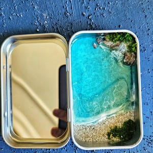 Ocean Themed Resin Art Compact Mirror With Case, Beach Vibes Pocket ...