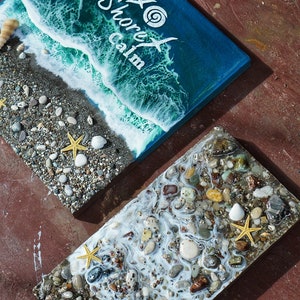 Nautical Resin Wall Art, Beach Resin Painting, Coastal Epoxy Resin Art ...