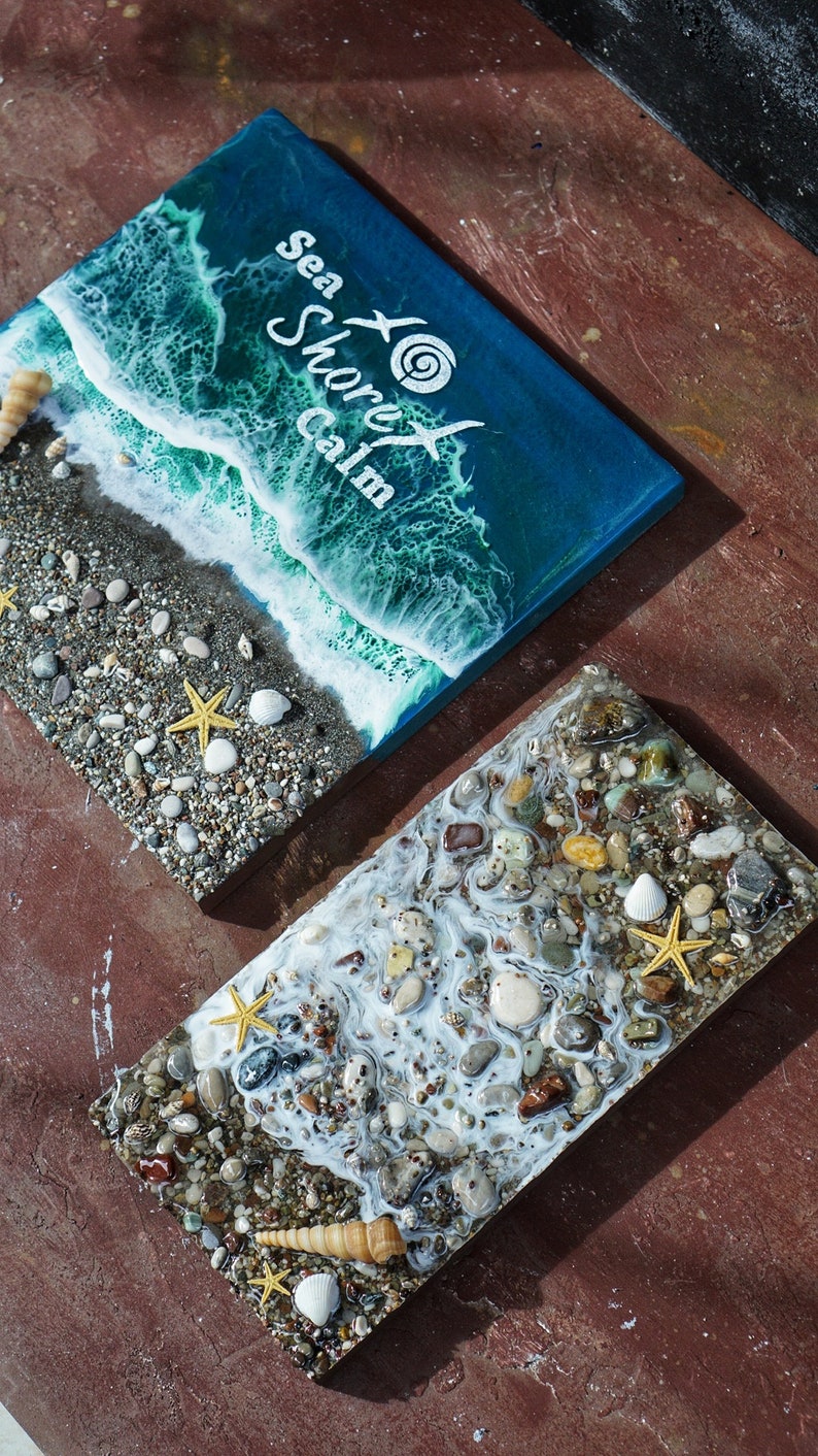 Nautical Resin Wall Art Beach Resin Painting Coastal Epoxy - Etsy