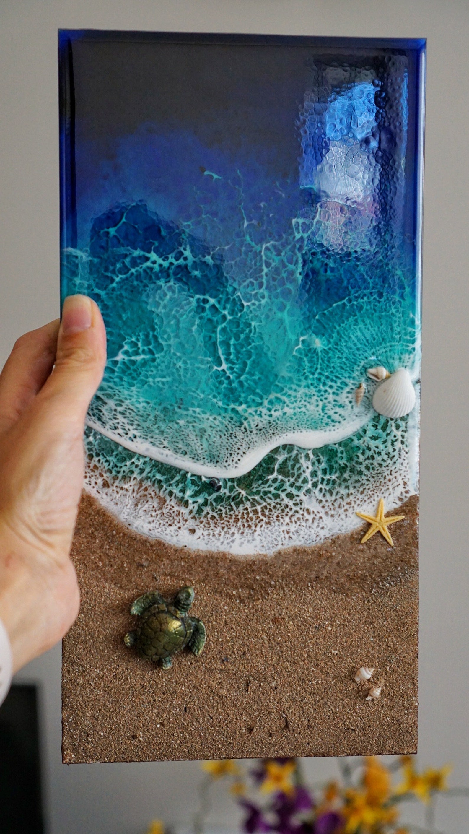 Nautical Small Resin Painting Coastal 3d Epoxy Wall Art - Etsy