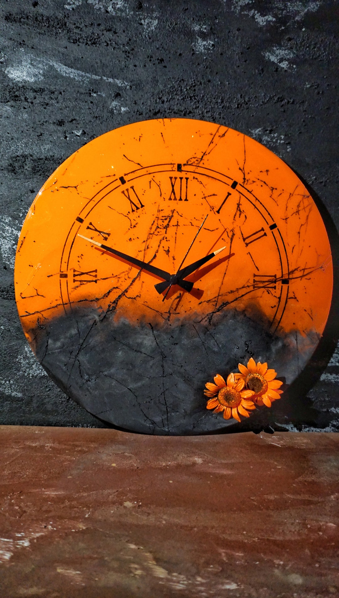 Floral Resin Large Wall Clock, Fall Home Decor as Housewarming Gift ...