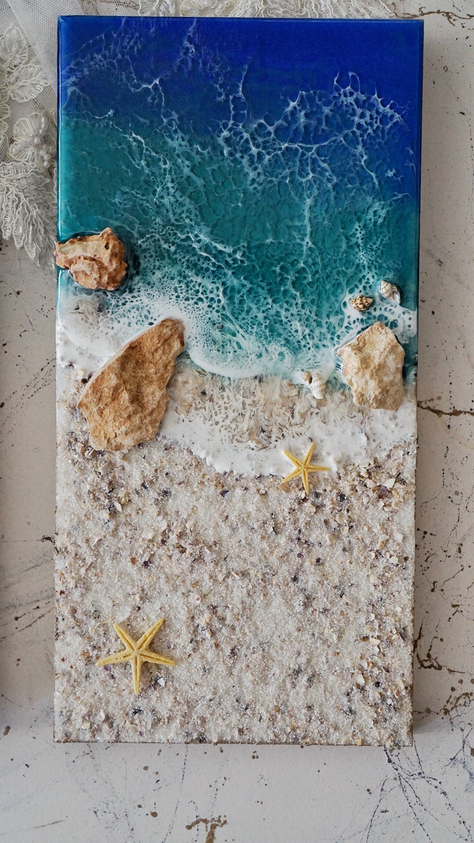 Coastal Resin Painting, 3D Ocean Wave Wall Art, Beach Decor - Etsy