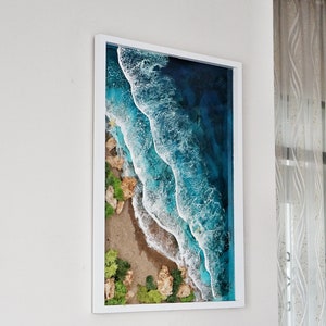Large Ocean Wave Resin Framed Wall Art, Seaside Decor Epoxy Painting ...