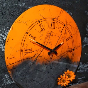 Floral Resin Large Wall Clock, Fall Home Decor as Housewarming Gift ...