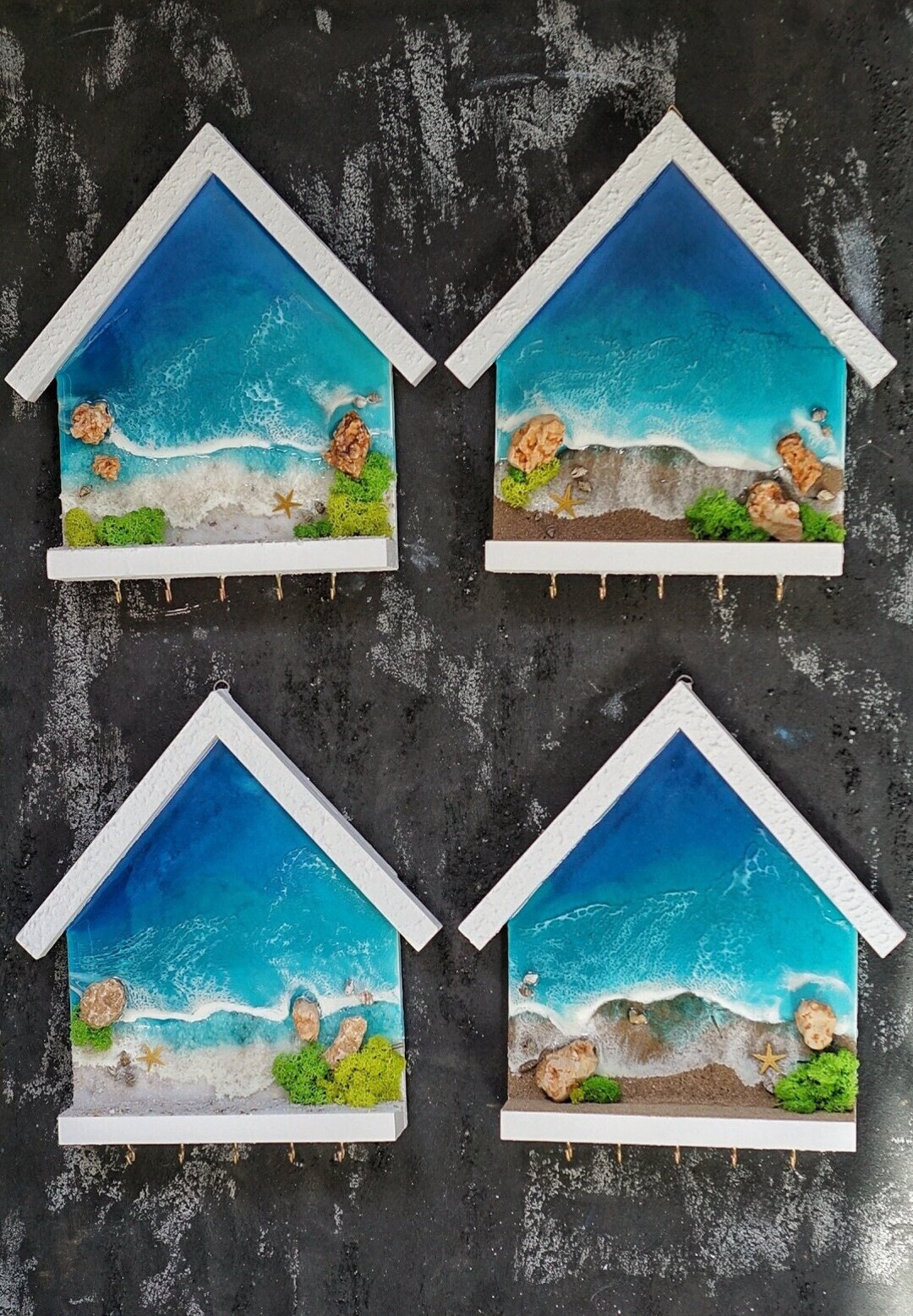 Ocean Wave Unique Resin Key Holder, Beach Themed Key Hanger, Tropical ...
