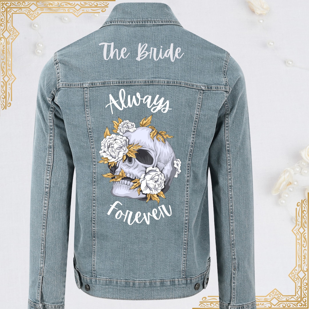 Custom Bride Denim Jacket: DTF Printed Bridal Jean Jacket - Etsy