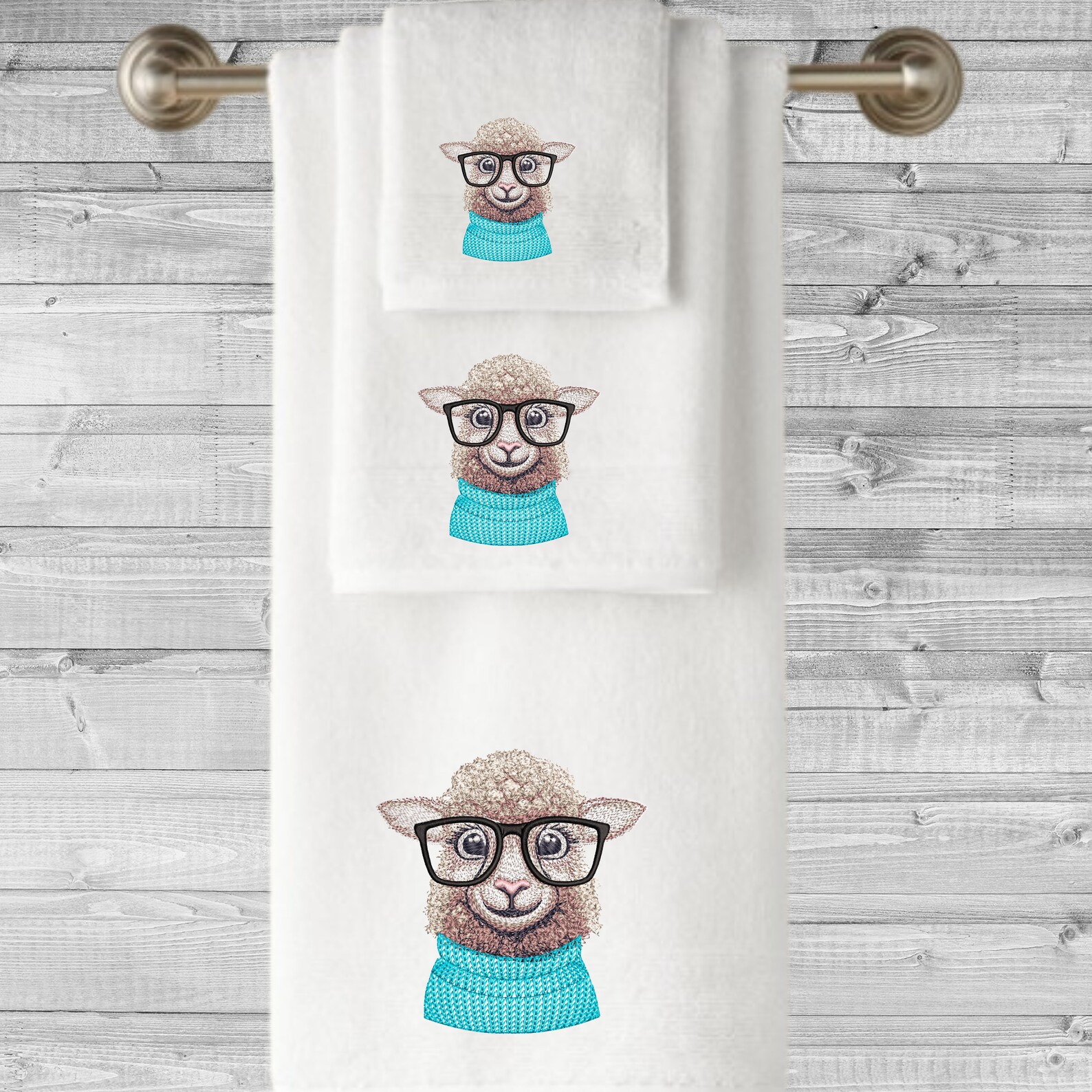 Embroidered Towels: Quirky Sheep Design, Personalized Luxury Cotton ...
