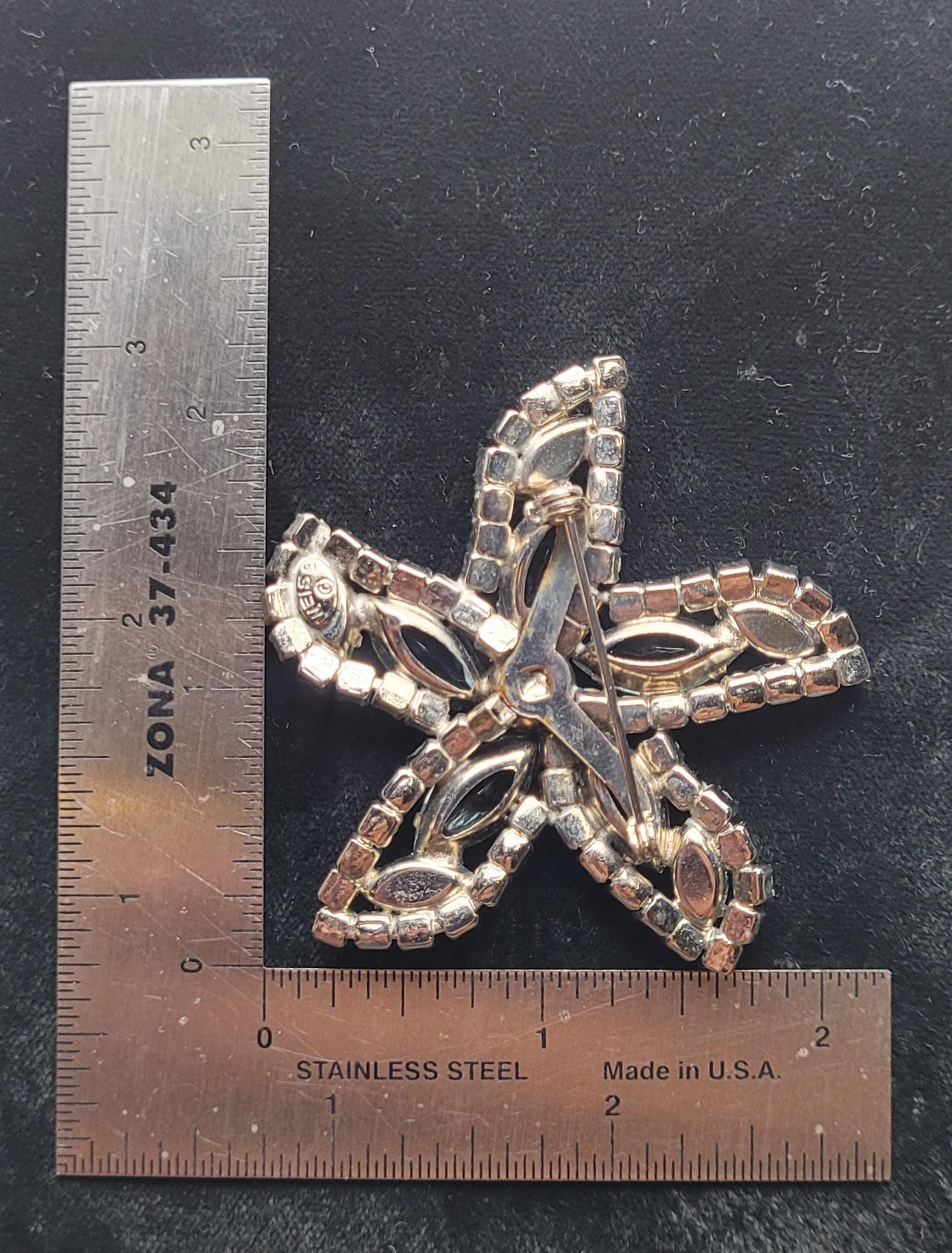 1960s Albert Weiss Five Pointed Starfish Brooch With Blue and Green ...