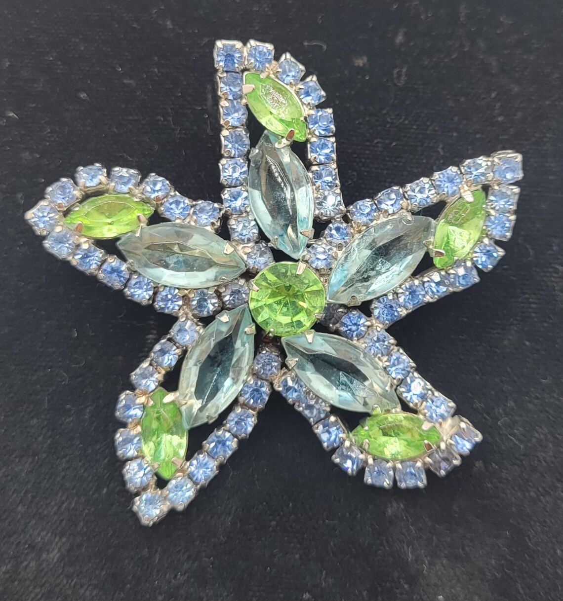 1960s Albert Weiss Five Pointed Starfish Brooch With Blue and Green ...