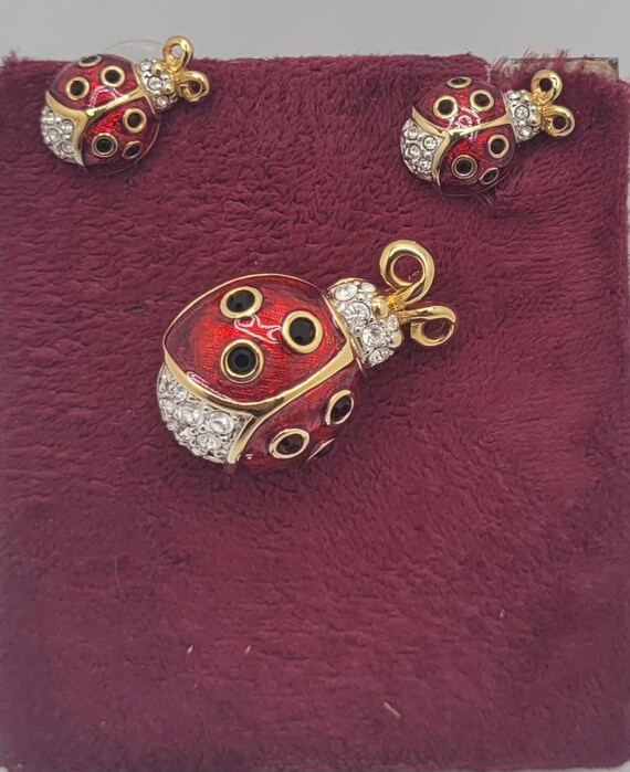 Buy Vintage Swarovski Pave Set Rose Gold Plated Ladybug Brooch and Earring Set With Red Enameling and Original Bag Online in India Etsy