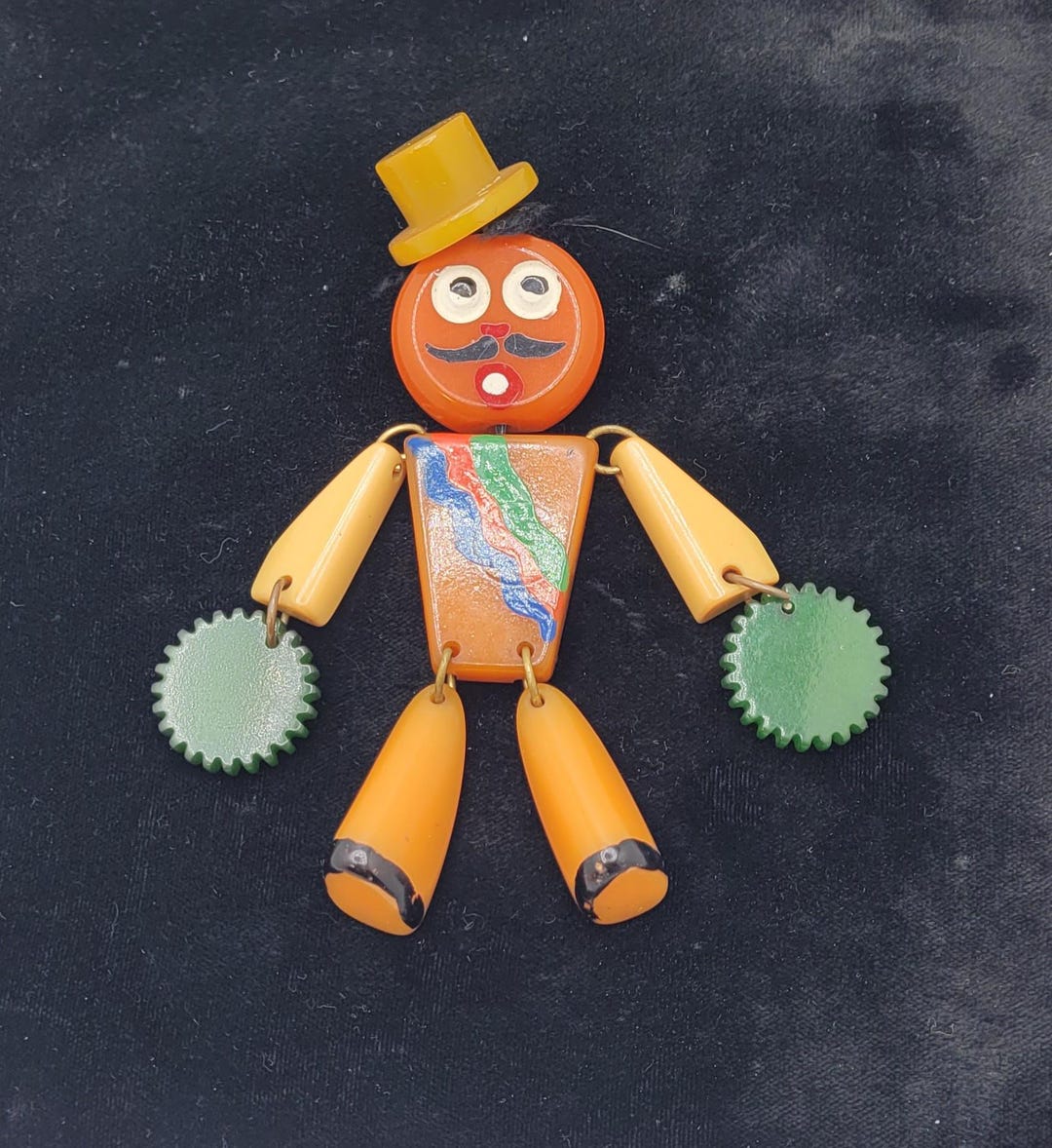 All Original 1930s Bakelite Pumpkinhead Mexican Figure Brooch - Etsy