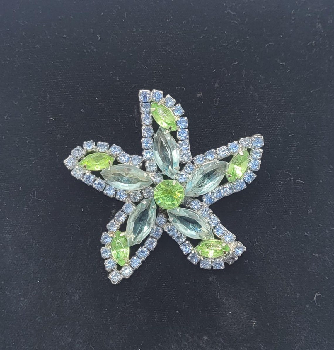 1960s Albert Weiss Five Pointed Starfish Brooch With Blue and Green ...