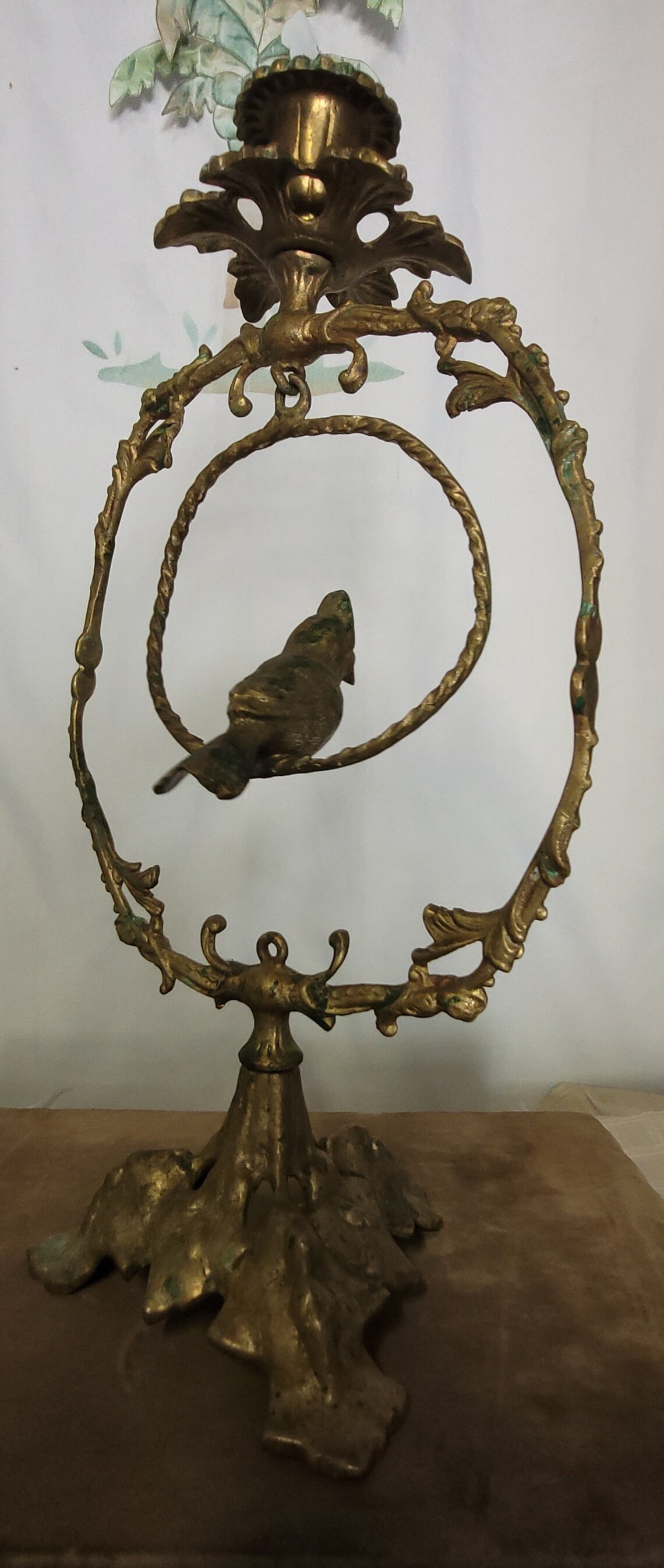 Victorian Guilt Bronze Swinging Perch Cardinal Single Candlestick - Etsy