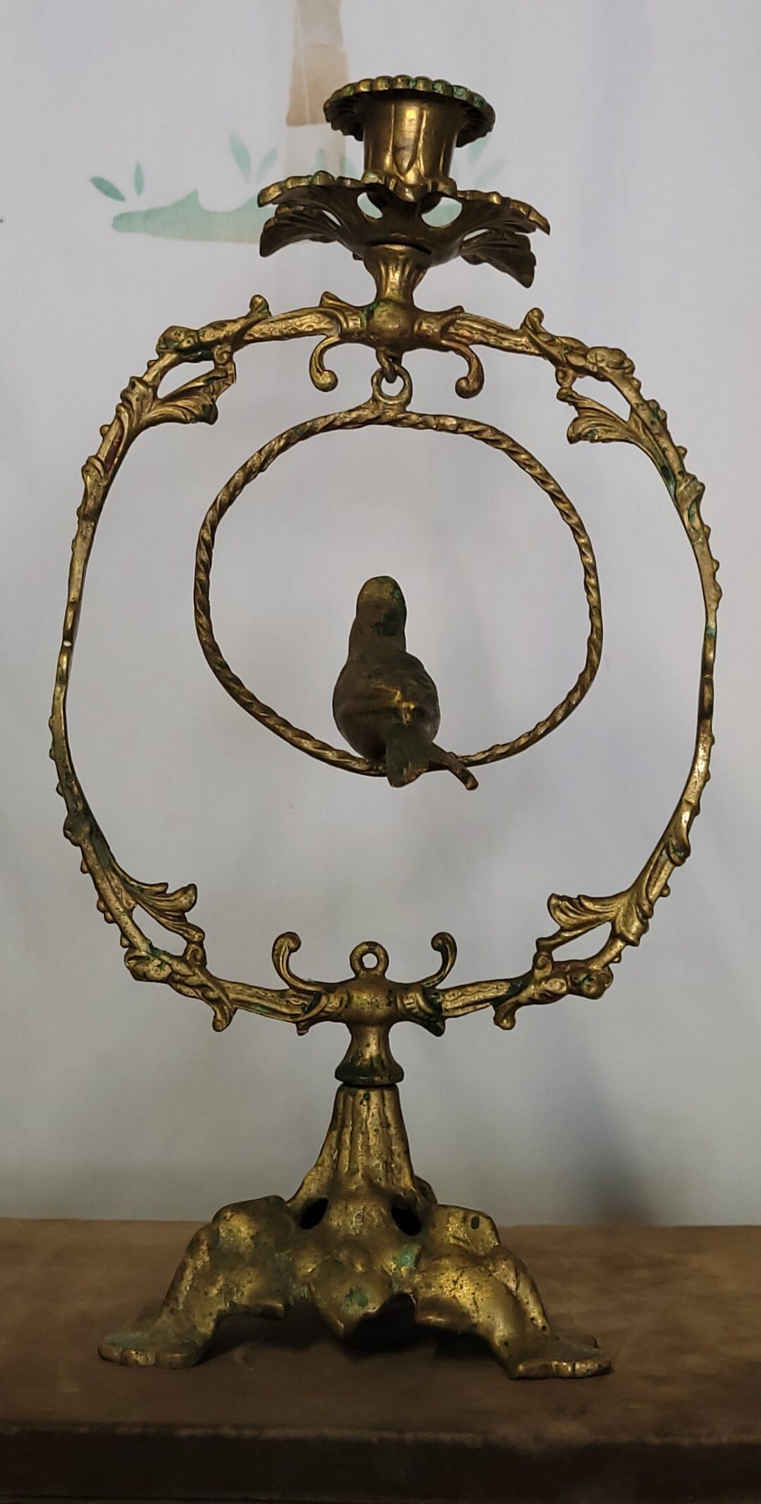 Victorian Guilt Bronze Swinging Perch Cardinal Single Candlestick - Etsy
