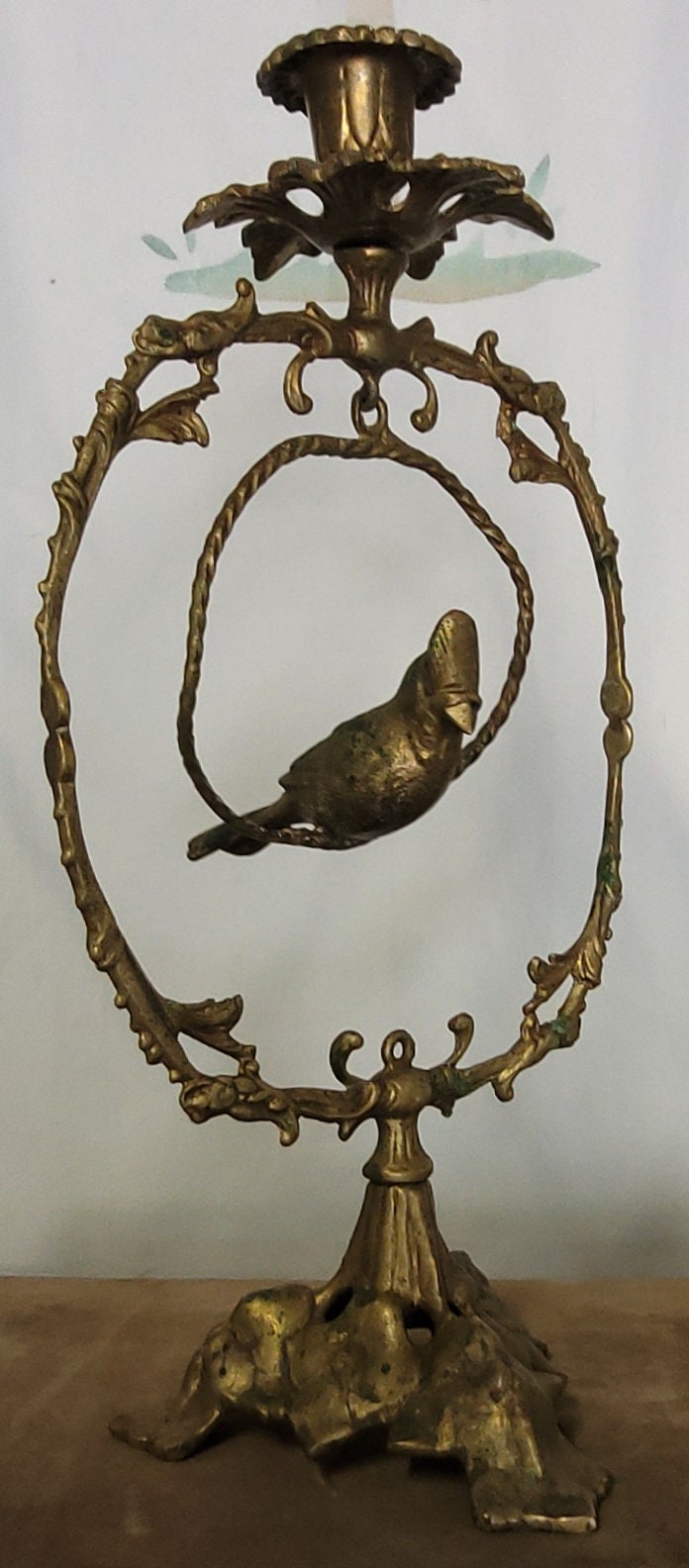 Victorian Guilt Bronze Swinging Perch Cardinal Single Candlestick - Etsy