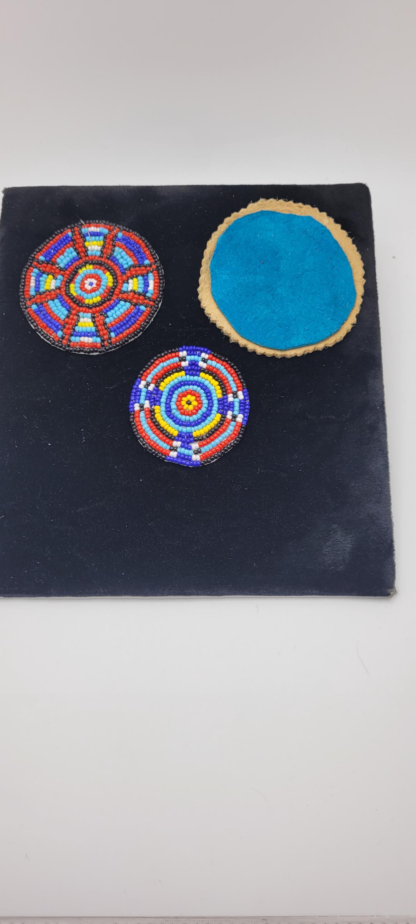 Mixed Pair Native American Style, Glass Seed Bead Bullseye Patches on ...