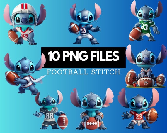 Set of 10 Cute Stitch Football Pngs. Instant Download. Png Format ...
