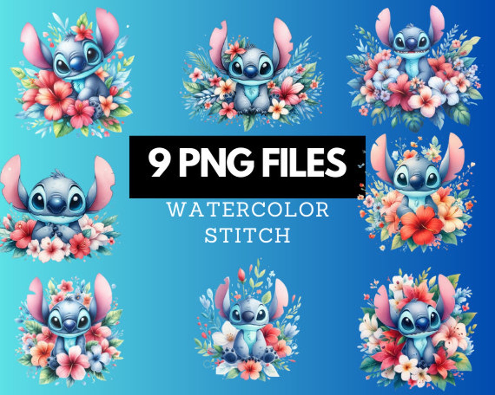 Stitch PNG Set of 9 Adorable Stitch Pngs Instant Download Digital ...
