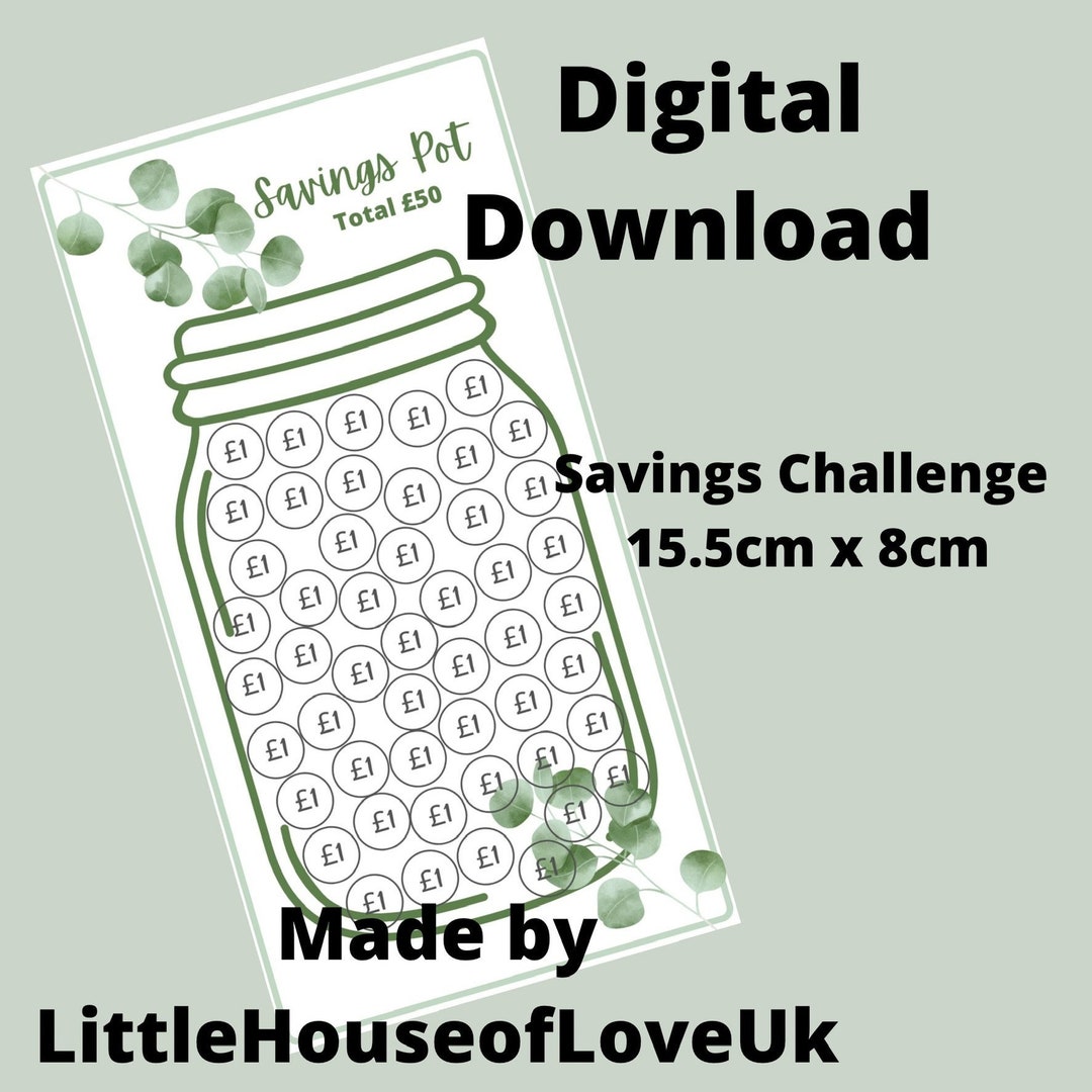 One Pound Savings Challenge, Digital Download, Savings Challenge ...
