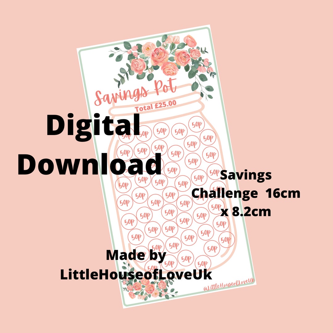 50p Savings Challenge, Digital Download, Savings Challenge, Budget ...