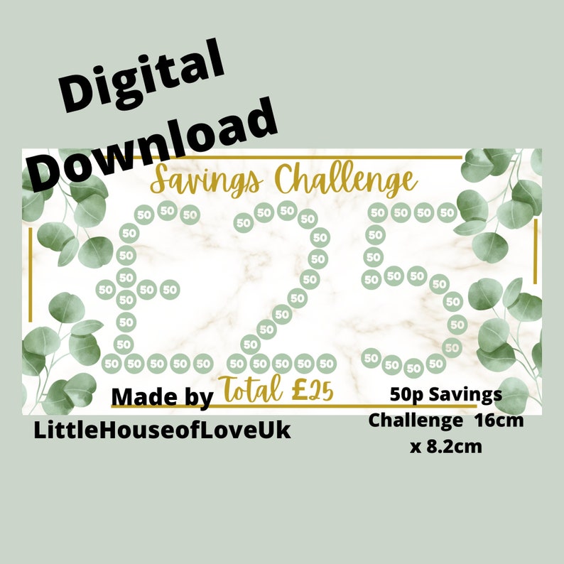 50p Savings Challenge Digital Download - Etsy Australia