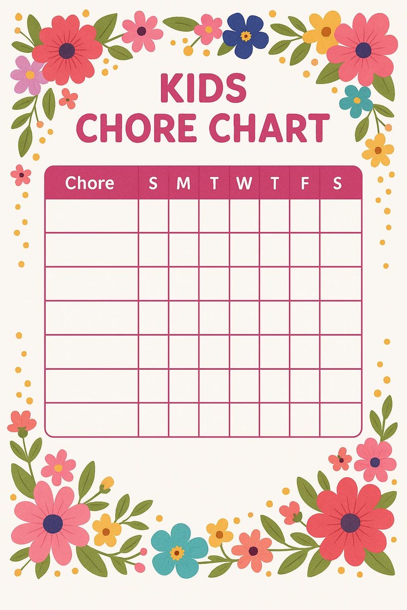 Kids Chore Chart- Download - Etsy