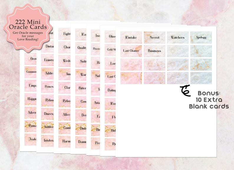 222 Mini Oracle Card for Love Reading | Digital Printable 222 Messages ...