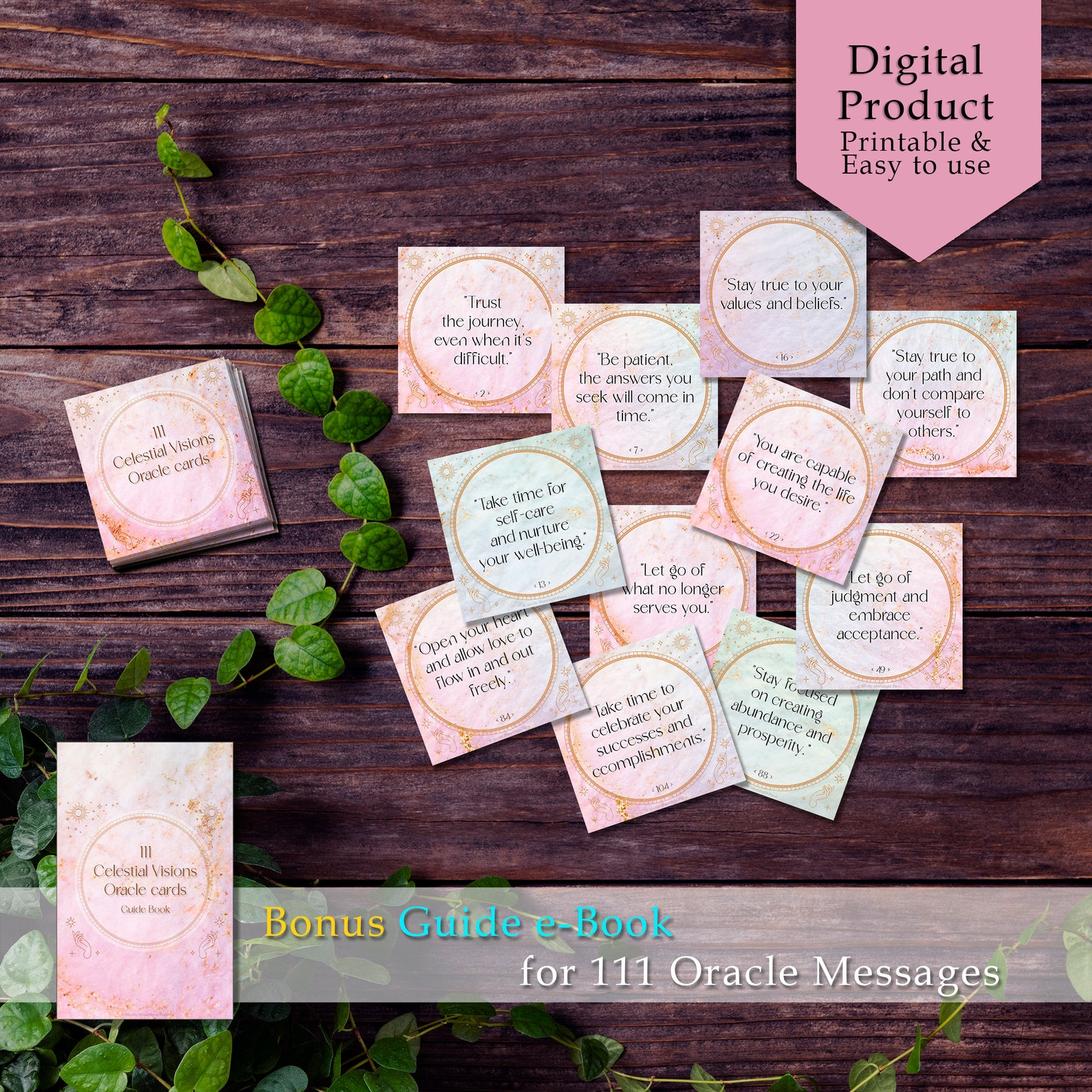 Self Care Oracle Cards | 111 Celestial Guidance Messages | Printable ...