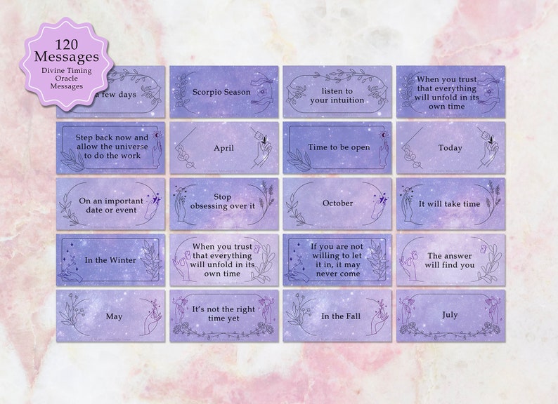 Divine Timing Oracle Cards Deck | Printable 120 Channeled Messages ...
