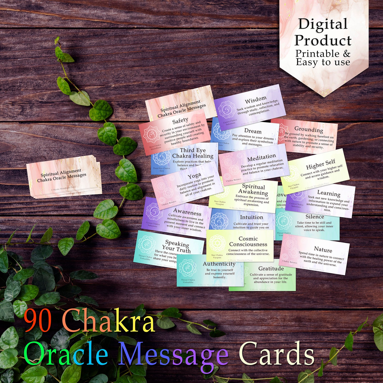 Chakra Oracle Card for Spiritual Growth | Digital Printable 90 Messages ...