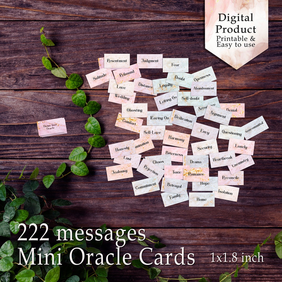 222 Mini Oracle Card for Love Reading | Digital Printable 222 Messages ...
