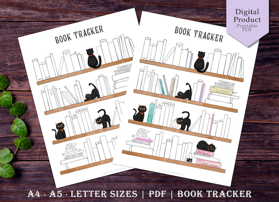 Book Tracker Printable Mystic Black Kitten Bullet Journal - Etsy