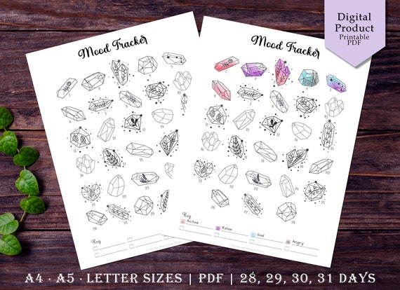 Mystic Crystal Mood Tracker Printable Bullet Journal Digital | Etsy