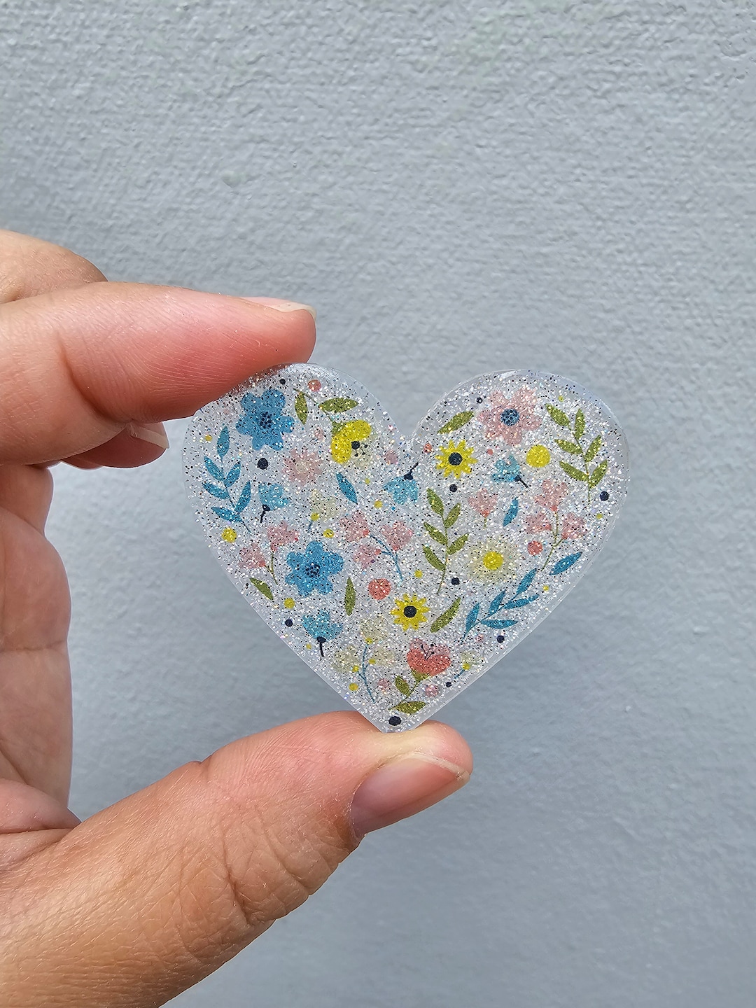 Spring Badge Reel, Floral Heart Badge Holder, Easter Name Tag Holder ...