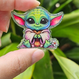 Cartoon Baby Alien Badge Reel, Baby Yoda Name Tag Holder, Grogu ID Tag Clip, Gift for Star Wars ...